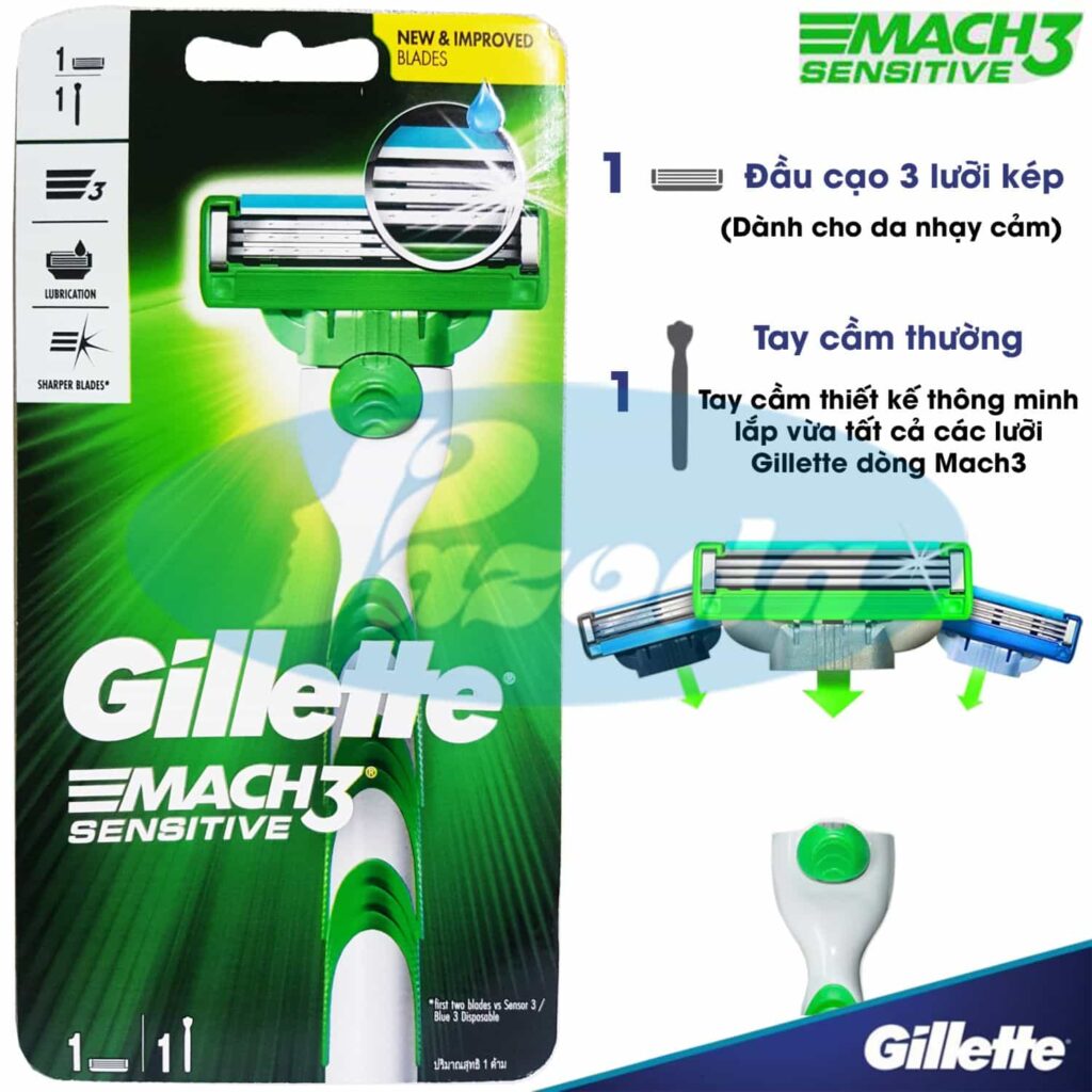 Dao cạo râu 3 lưỡi Gillette Mach3/ Sensitive/ Turbo