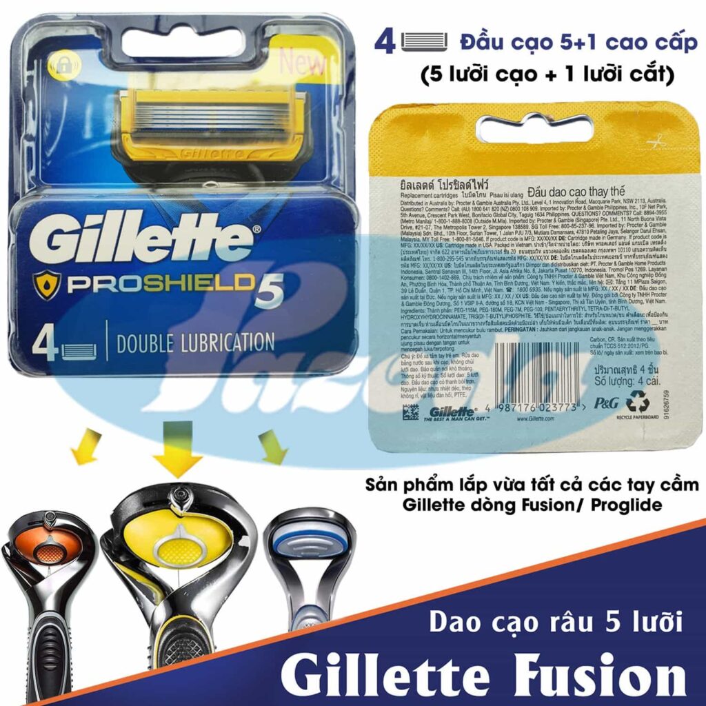 Hộp 4 lưỡi dao cạo râu Gillette Proshield5 - Đầu cạo 5+1