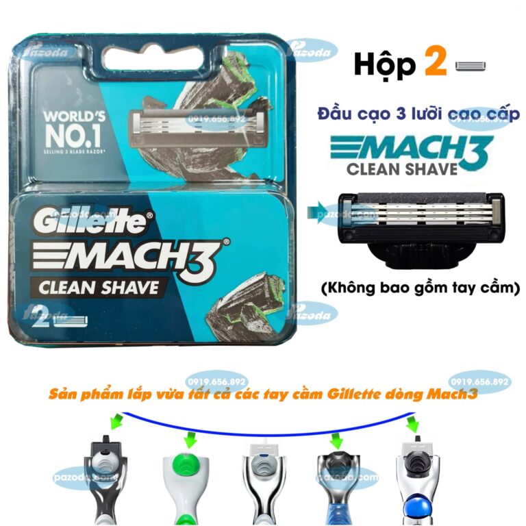 Hộp 2 lưỡi dao cạo râu Gillette Mach3 Clean Shave